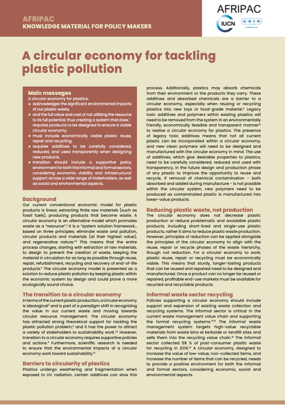 A circular economy for tackling plastic pollution (English) | GRID ...